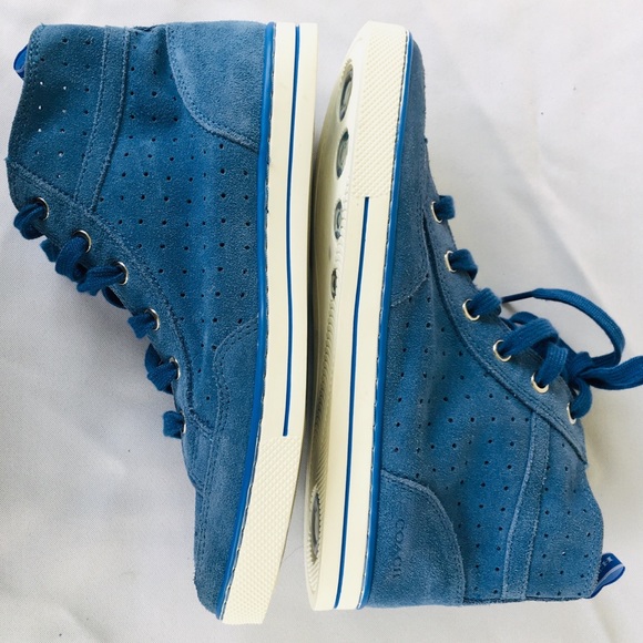 Coach | Shoes | Coach Blue Suede Sneakers Size 85m | Poshmark